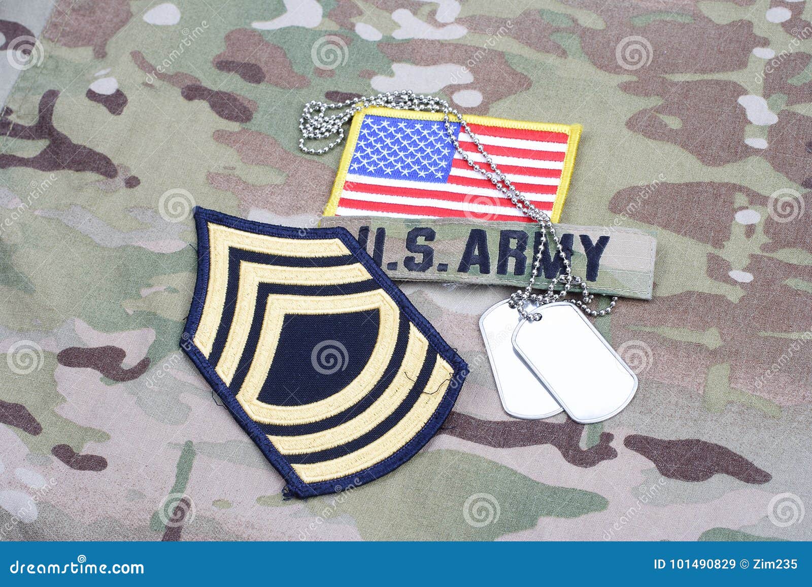 US ARMY Master Sergeant Rank Patch, Airborne Tab, Flag Patch And Dog ...