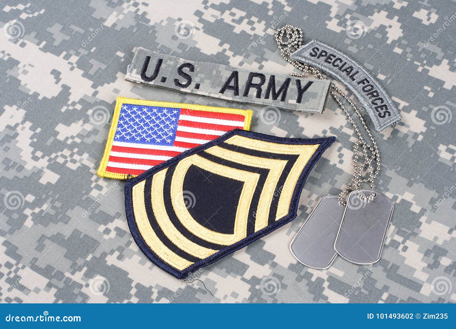 US ARMY Master Sergeant Rank Patch, Special Forces Tab, Flag Patch ...