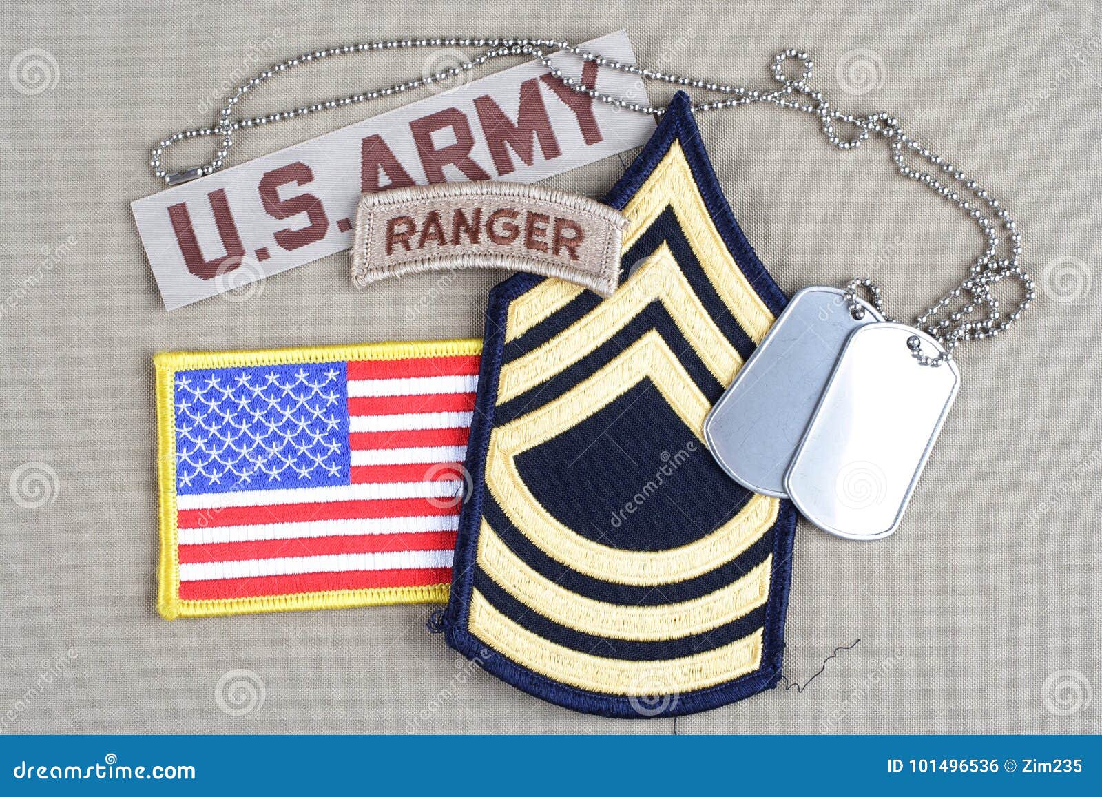 US ARMY Master Sergeant Rank Patch On Woodland Camouflage Uniform Stock ...