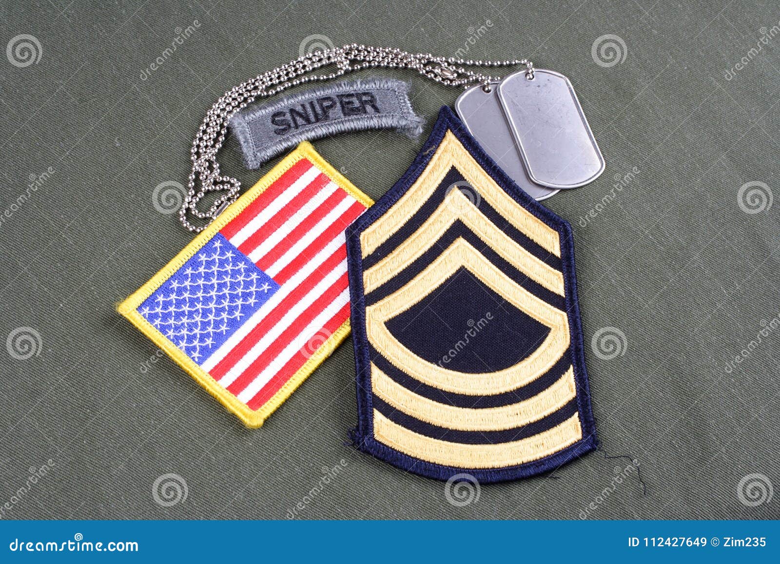US ARMY Master Sergeant Rank Patch, Airborne Tab, Flag Patch And Dog ...
