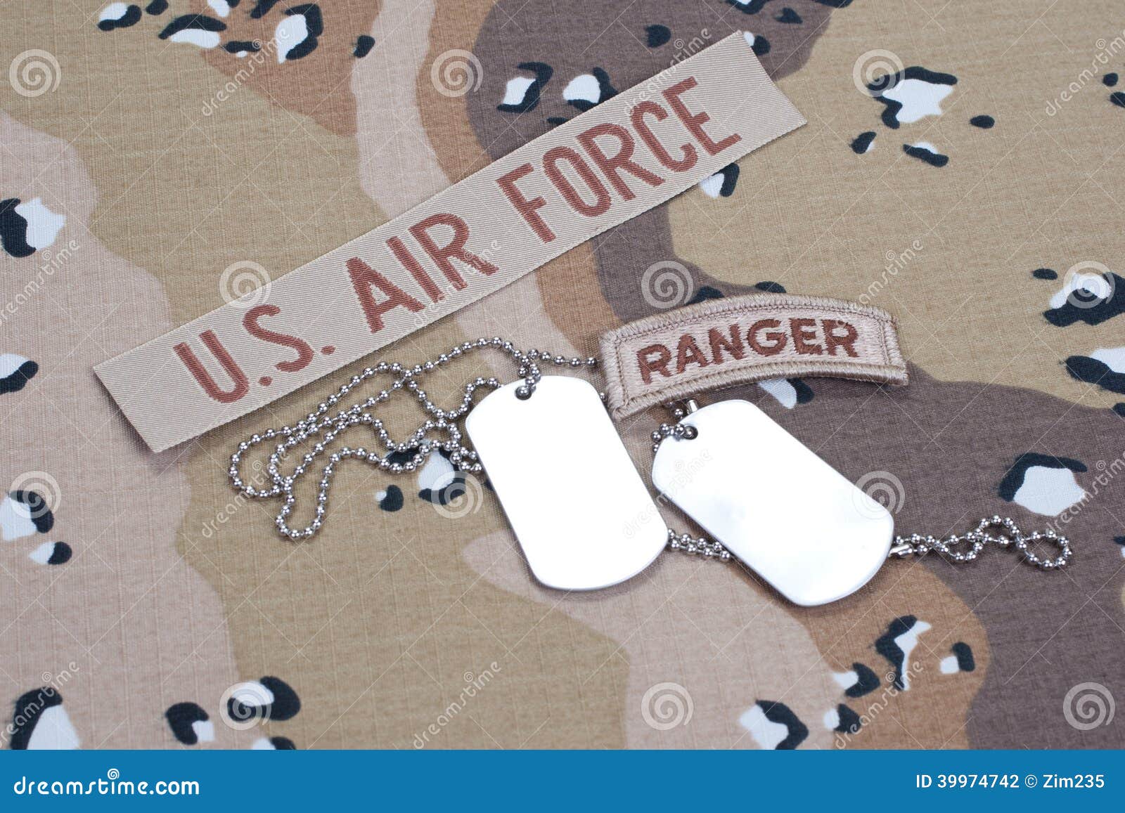 US ARMY Ranger Tab with Blank Dog Tags Stock Photo - Image of forces ...