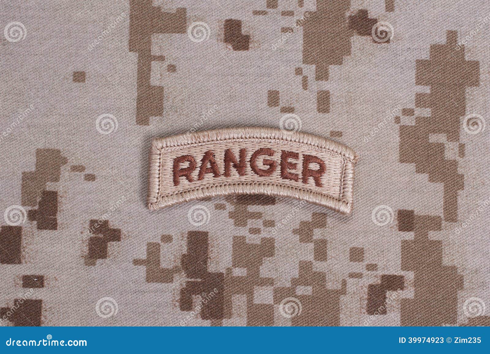 US ARMY Ranger Tab on Camouflage Uniform Stock Image - Image of marines ...