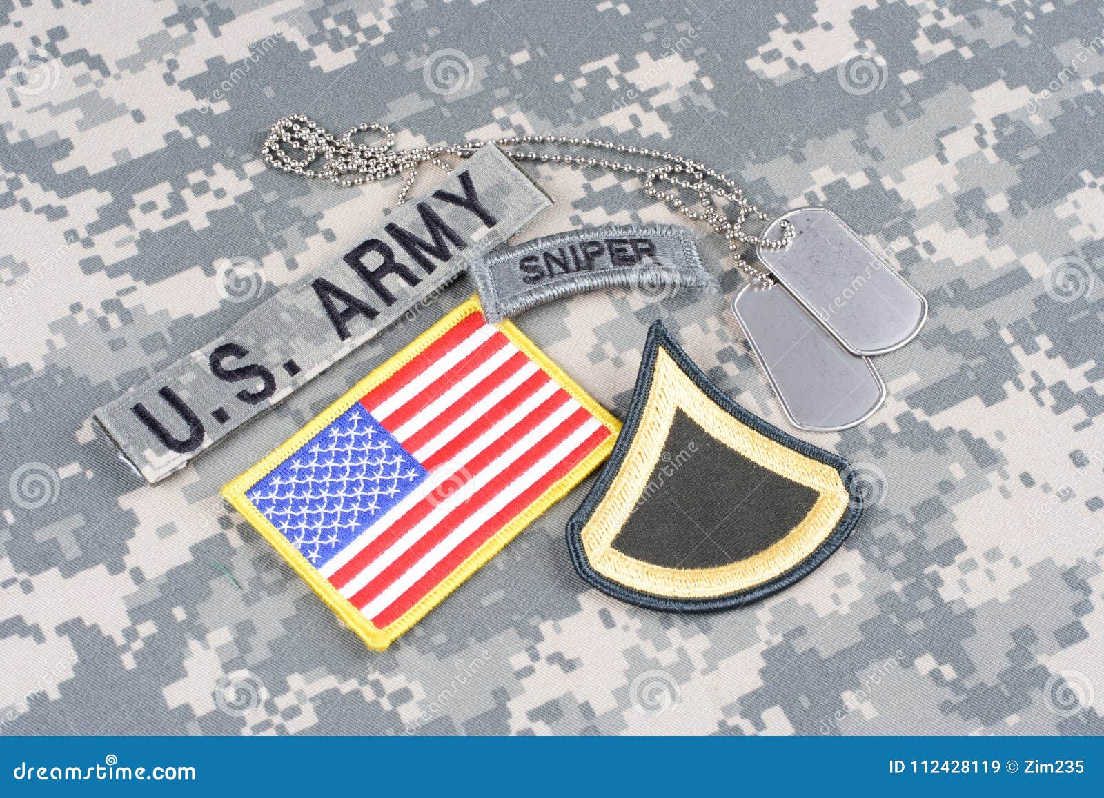 US ARMY Sniper Insignia On Camouflage Uniform Stock Image - Image of ...