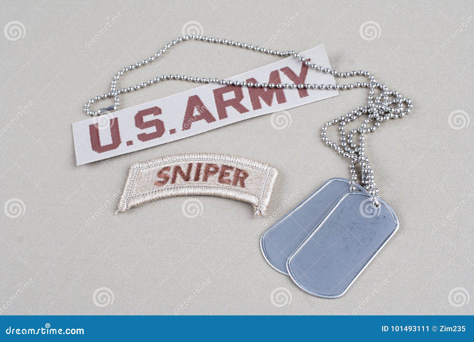 US ARMY Sniper Tab with Dog Tag Stock Image - Image of national, patch ...