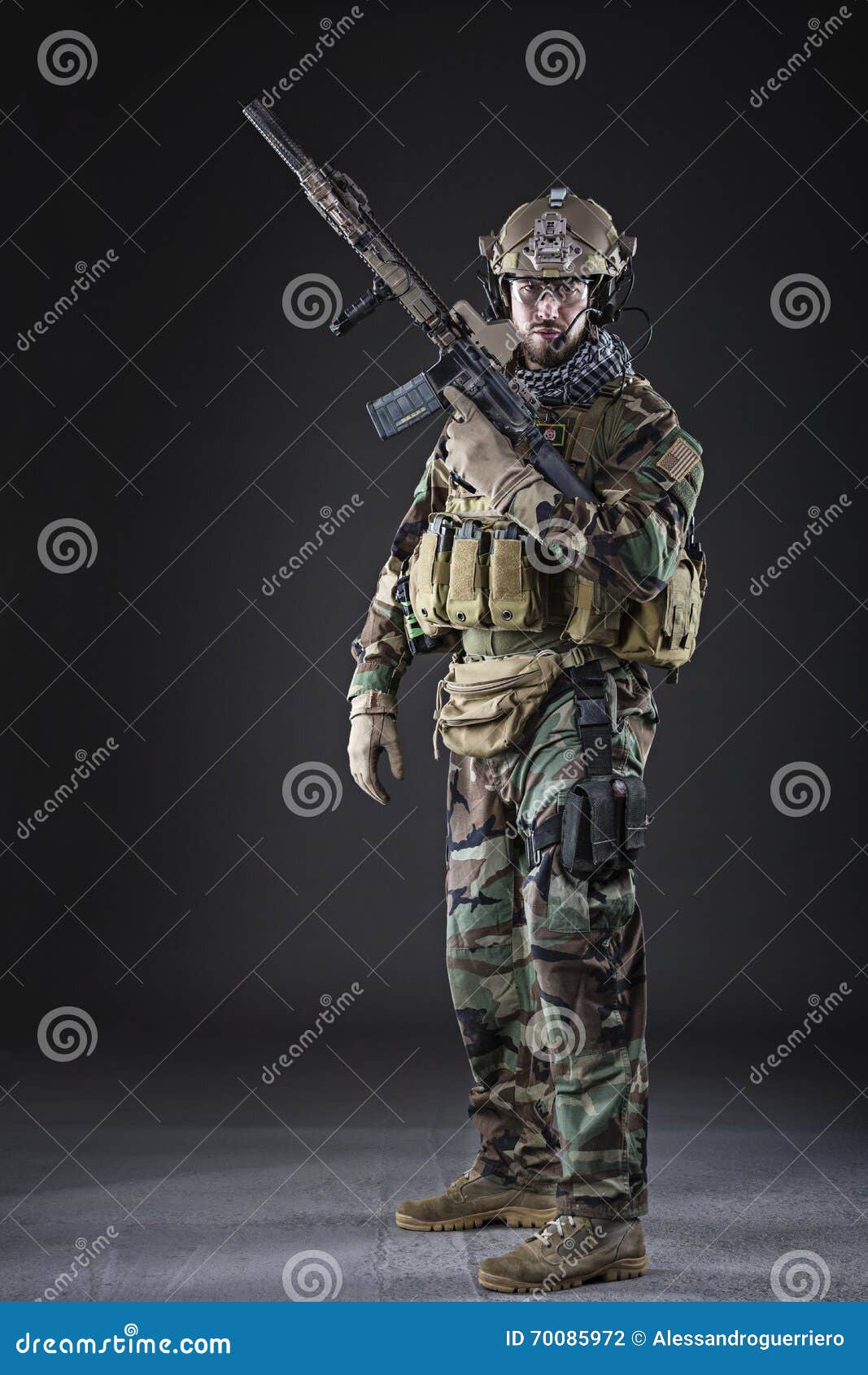 US Army Soldier on Dark Background Stock Photo - Image of armed ...