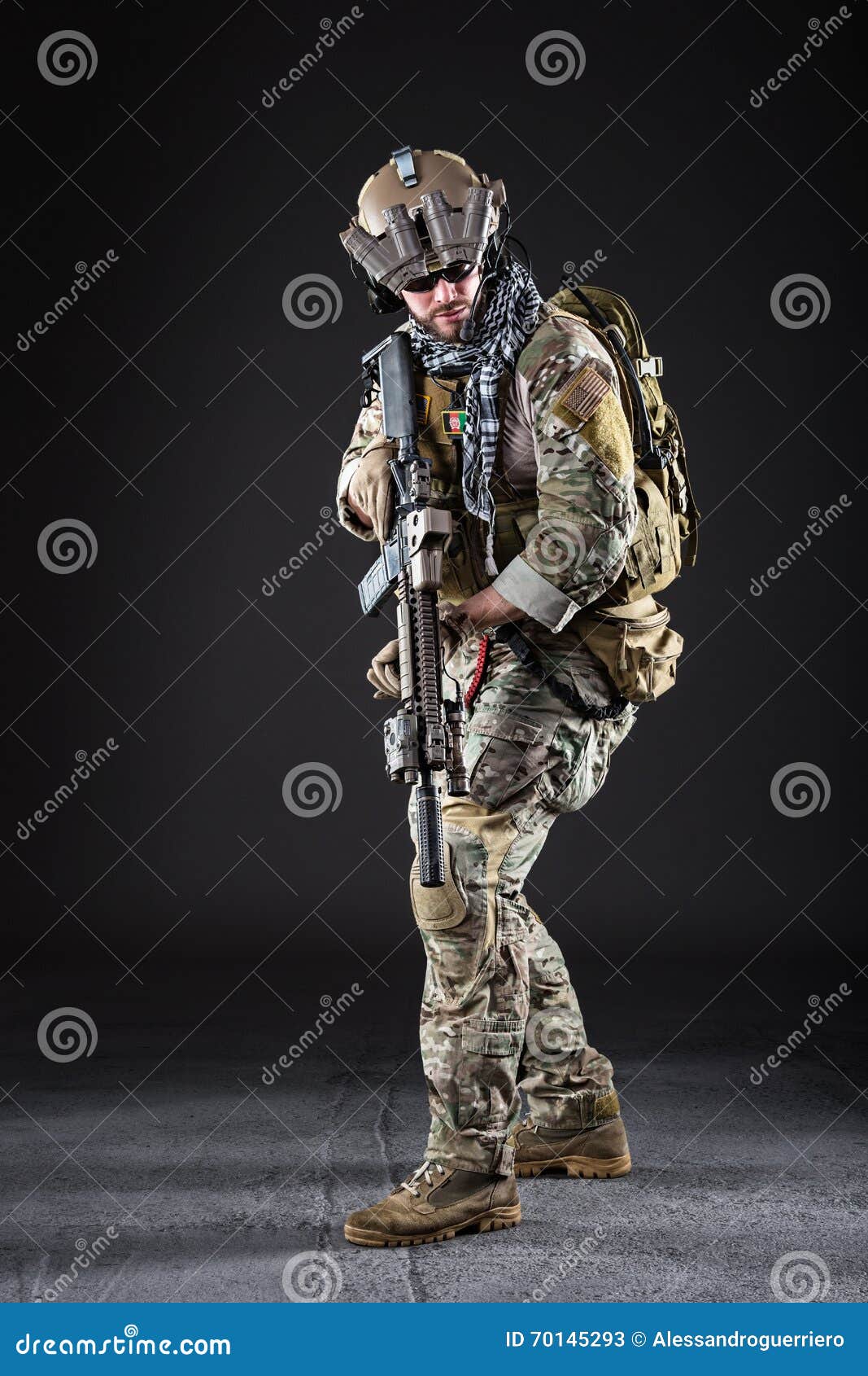 US Army Soldier on Dark Background Stock Image - Image of night, sight ...