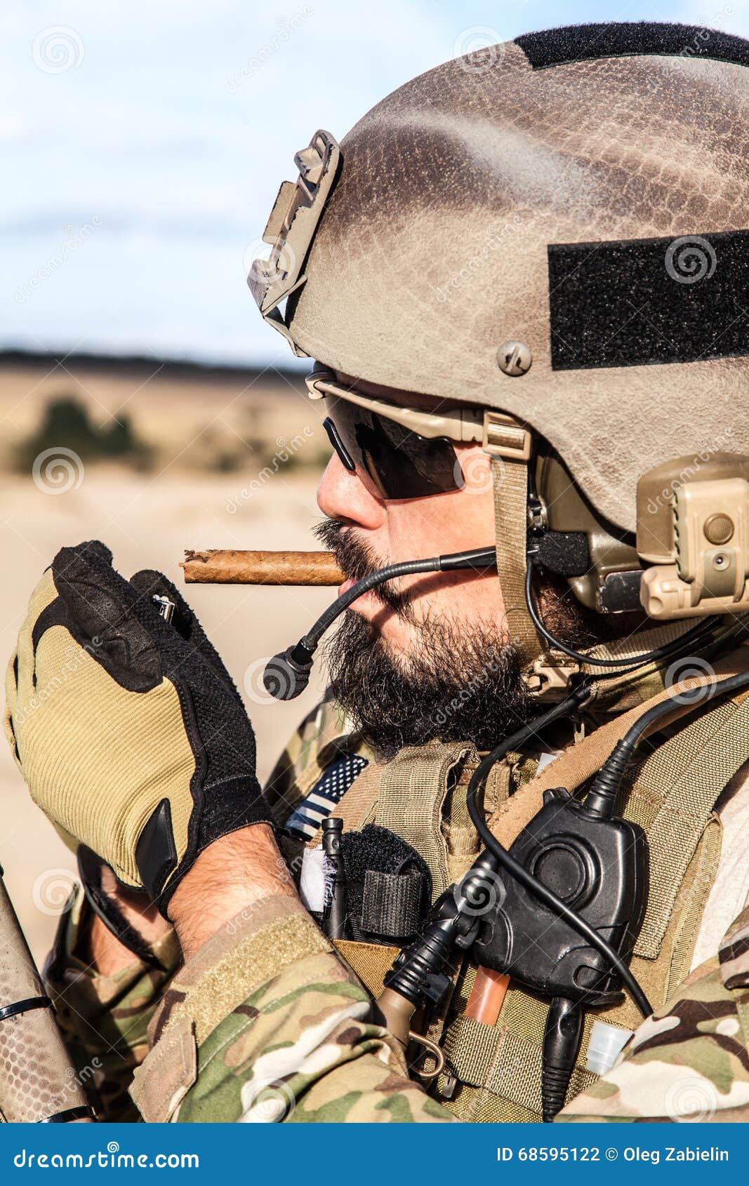 US Army soldier smoking stock photo. Image of army, operator - 68595122