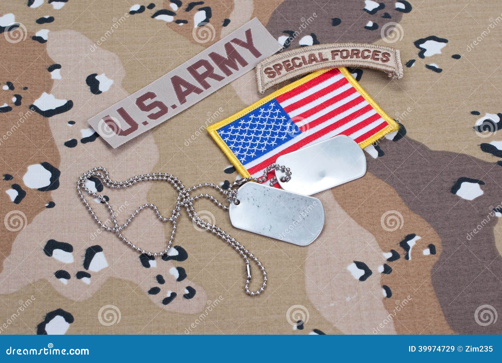 US ARMY Special Forces Tab with Blank Dog Tags Editorial Stock Image ...