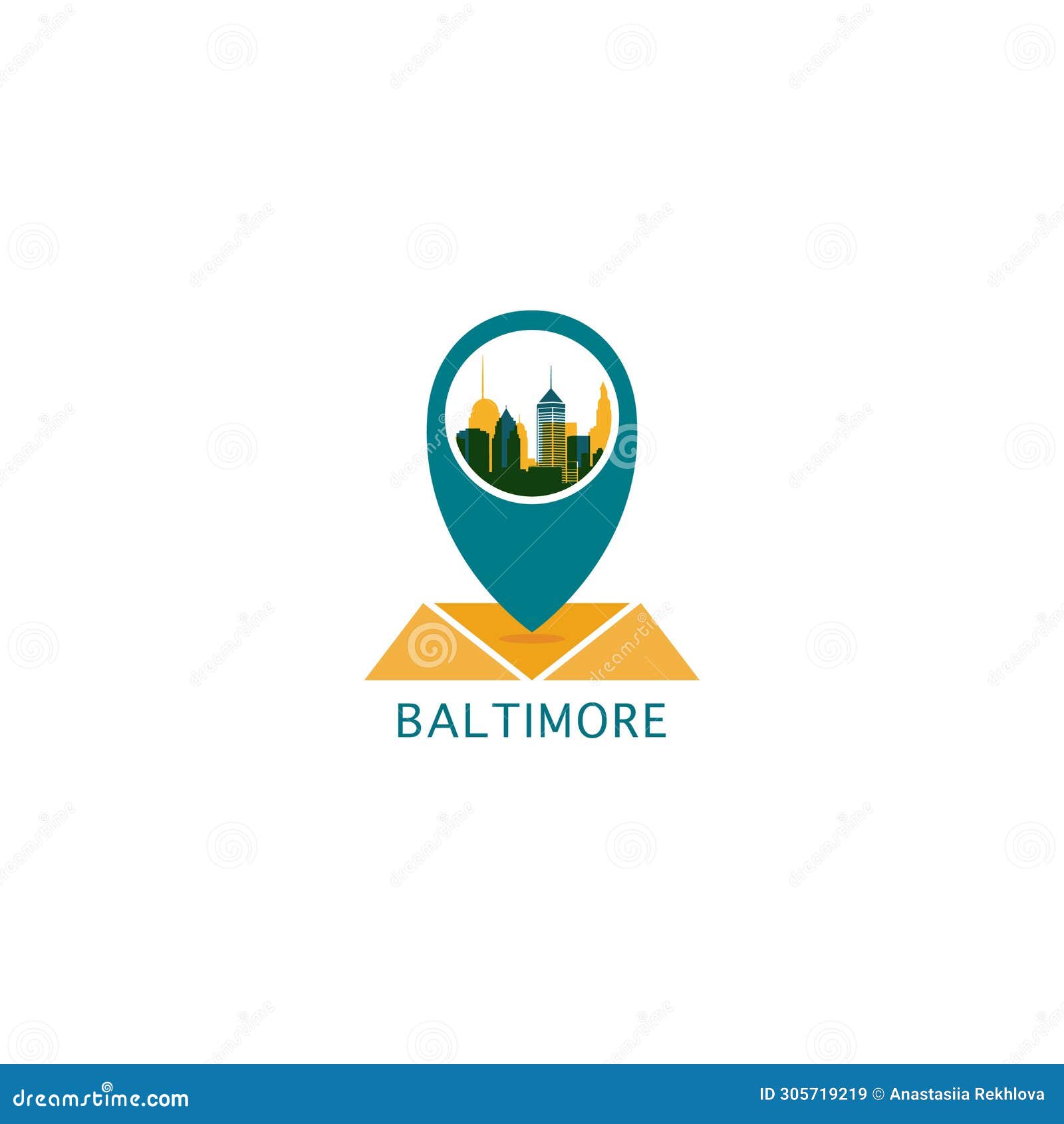 US Baltimore City Map Pin Point Vector Logo Stock Illustration ...