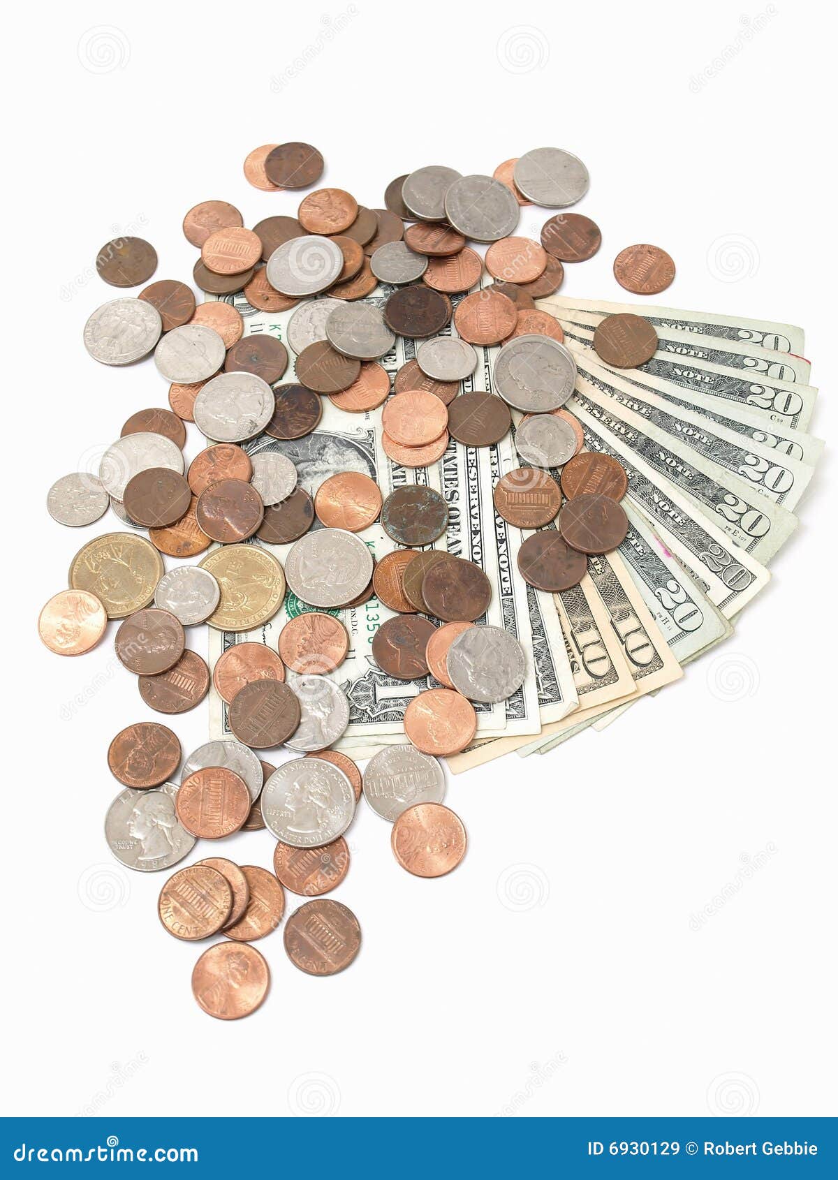 US Bills and Coins stock image. Image of cent, dime, quarter - 6930129