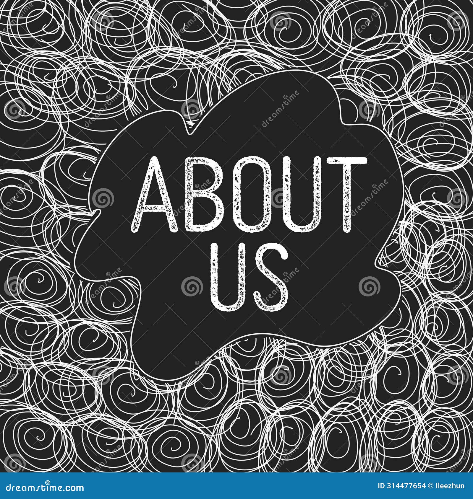 About Us Black White Circular Scribble Text Stock Illustration - Illustration of words, page ...
