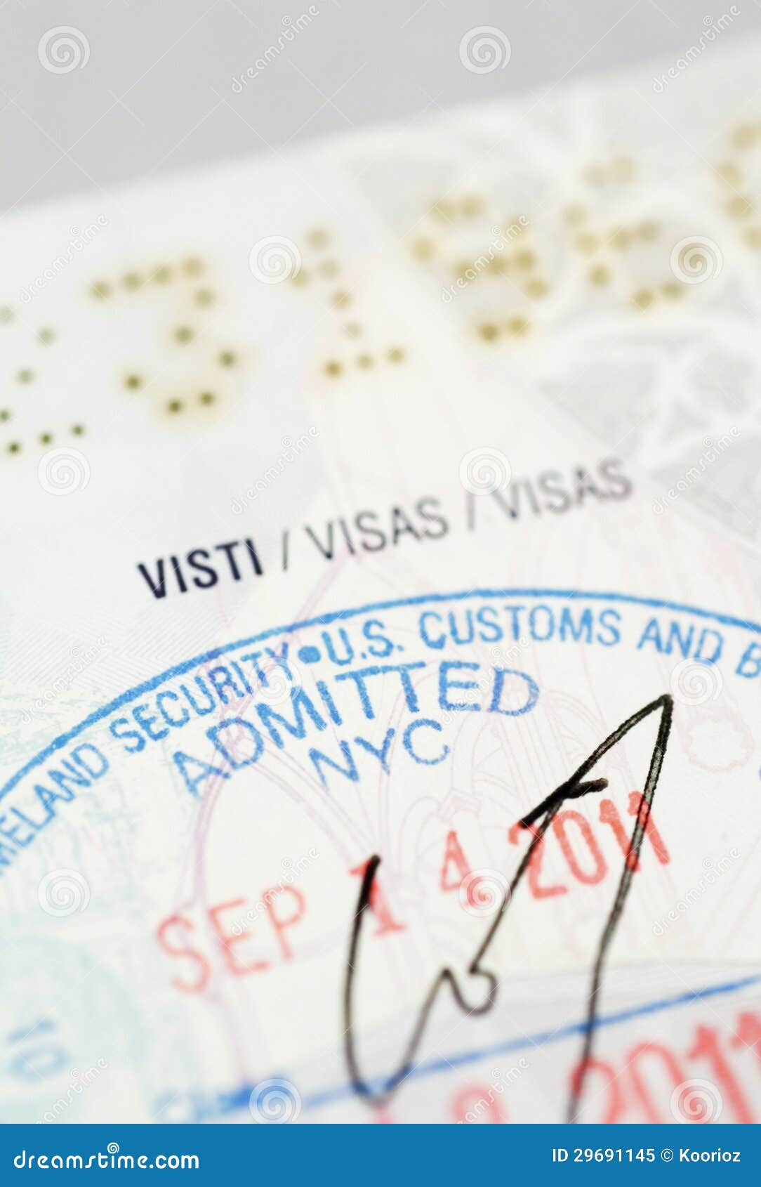 US border entry stamp stock image. Image of personal - 29691145