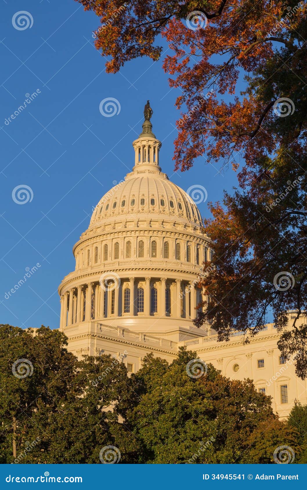 US Capitol Building in Fall at Sunset Stock Image - Image of capitol ...