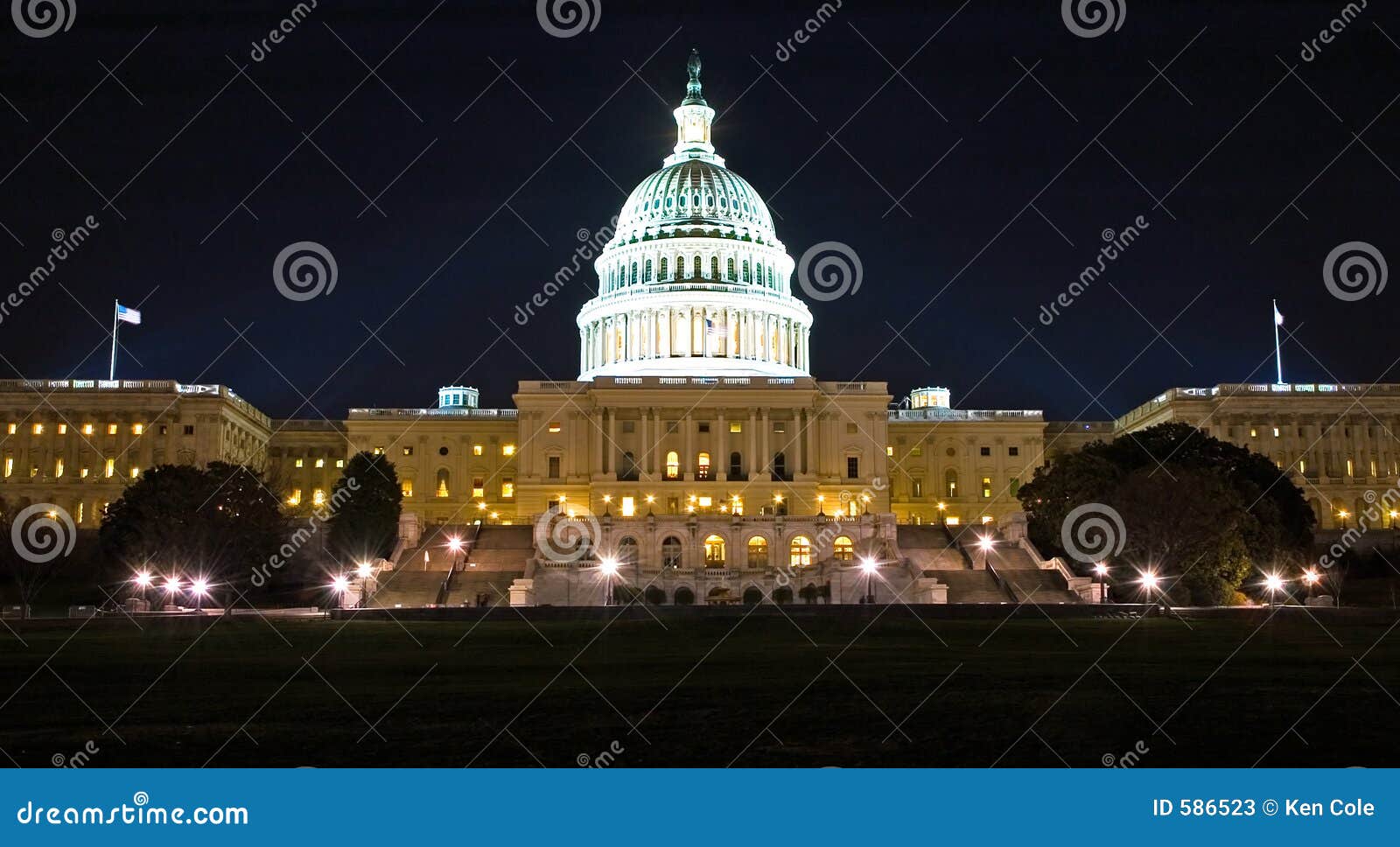 US Capitol Building at Night Stock Image - Image of governance ...
