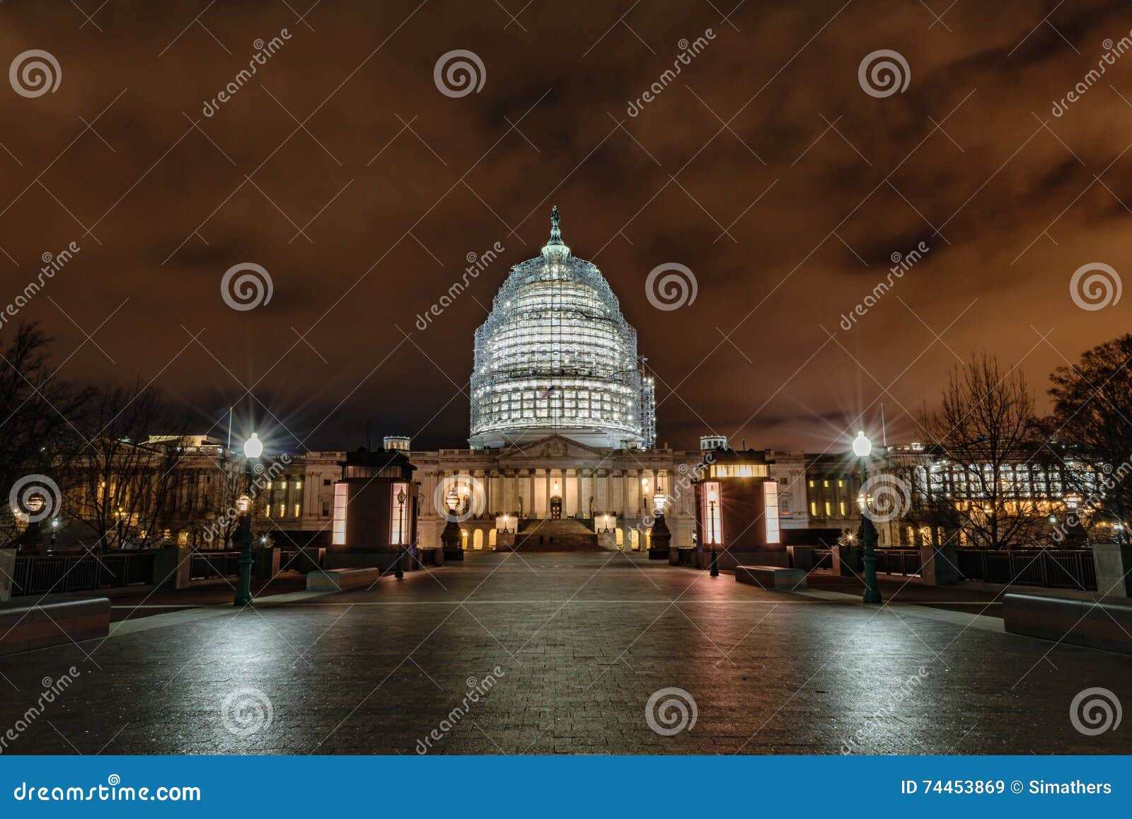 US Capitol Building at Night Stock Image - Image of landmark, congress ...
