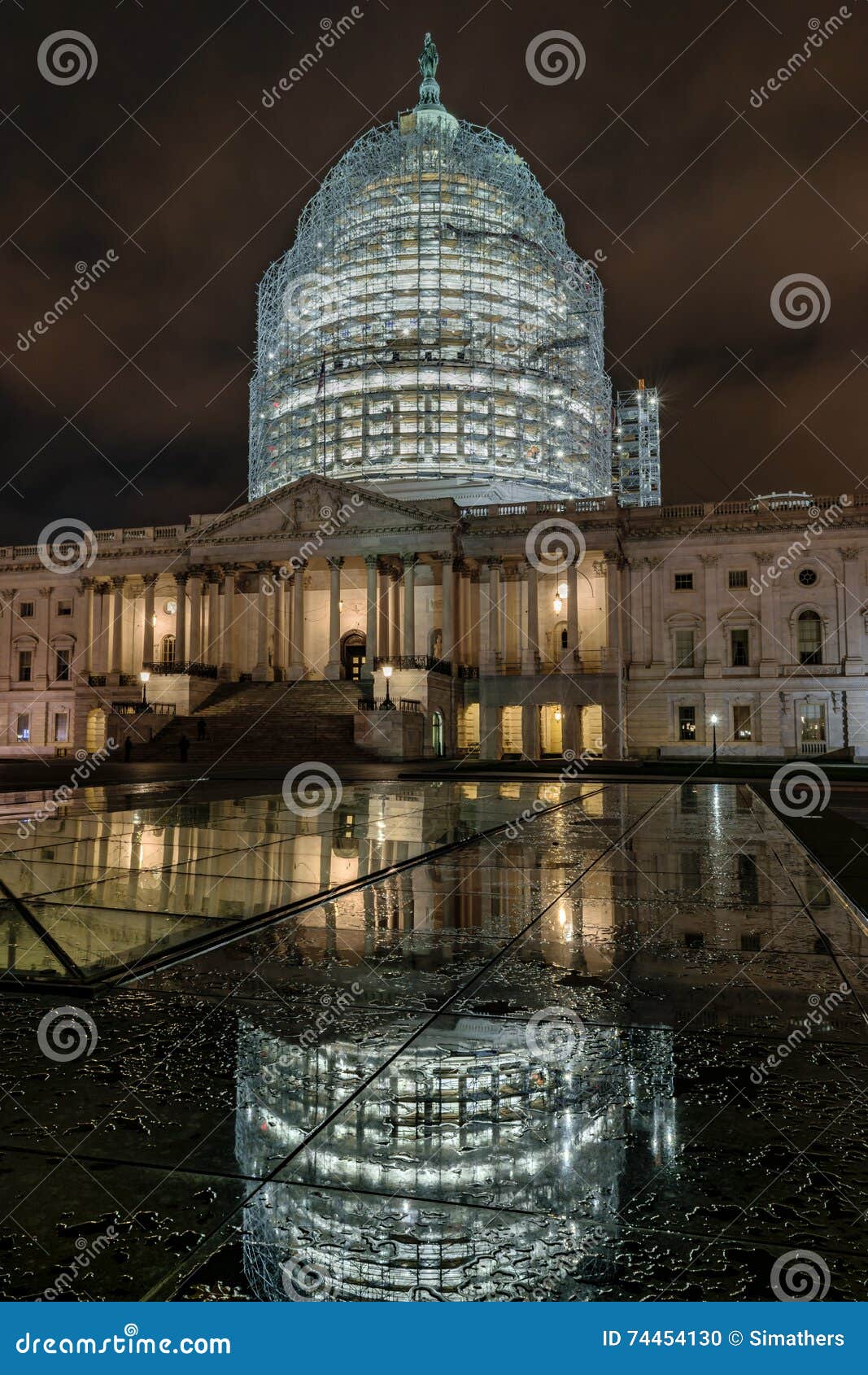 US Capitol Building at Night Stock Photo - Image of construction ...