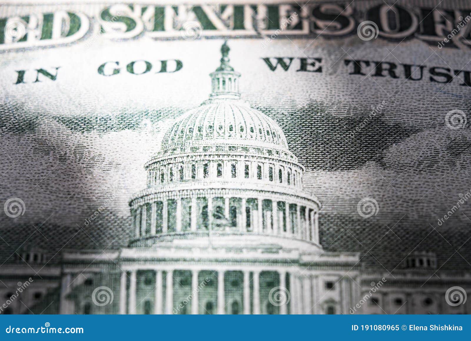 Us Capitol Building on 50 Dollar Bill Close Up Stock Image - Image of ...
