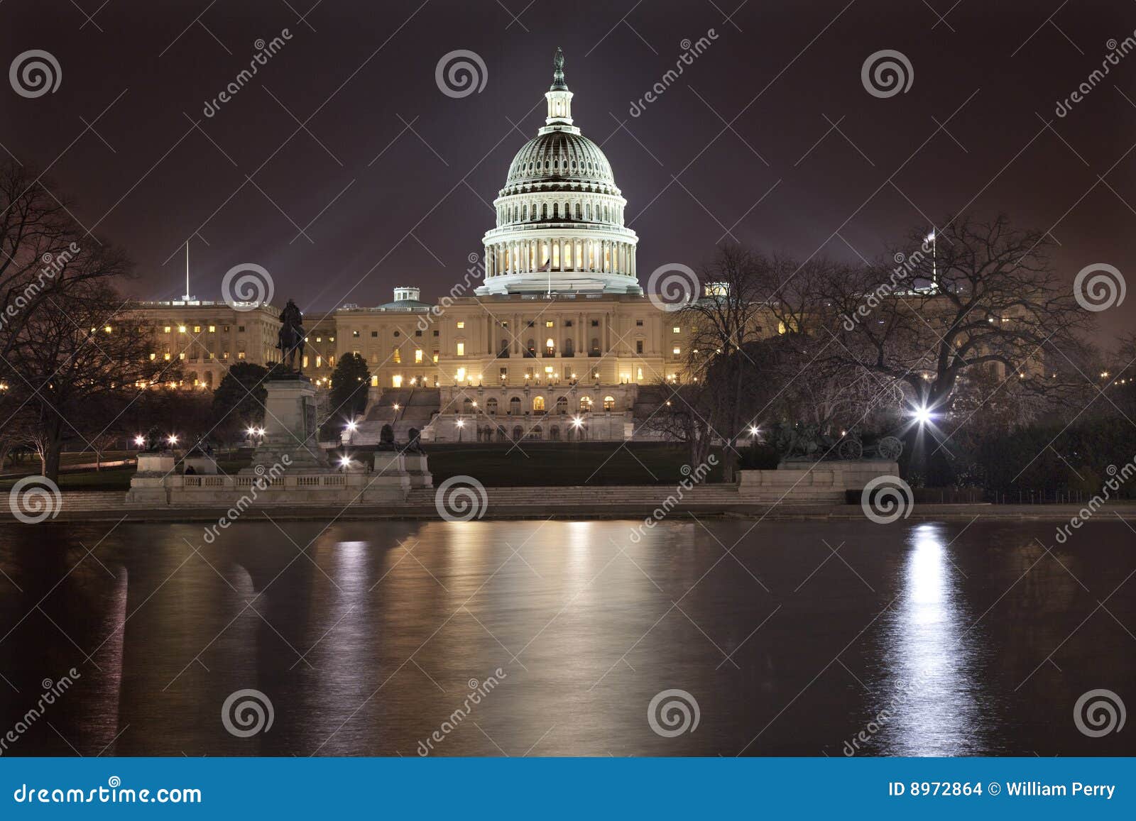 US Capitol Night Reflections Washington DC Stock Photo - Image of ...