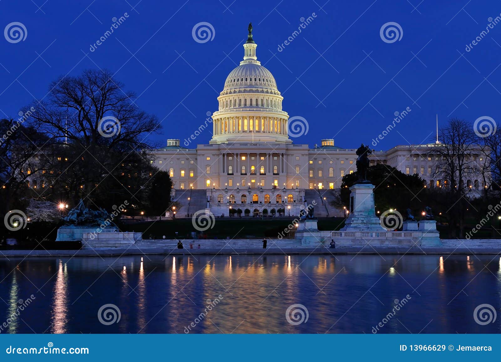 US Capitol and Reflecting Pool at Dusk Stock Image - Image of ...