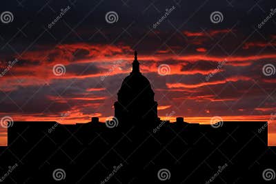 US capitol at sunset stock illustration. Illustration of dawn - 4269350