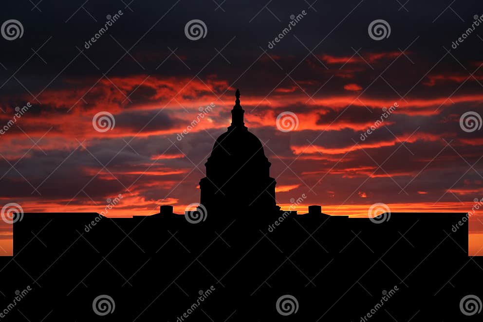 US capitol at sunset stock illustration. Illustration of dawn - 4269350