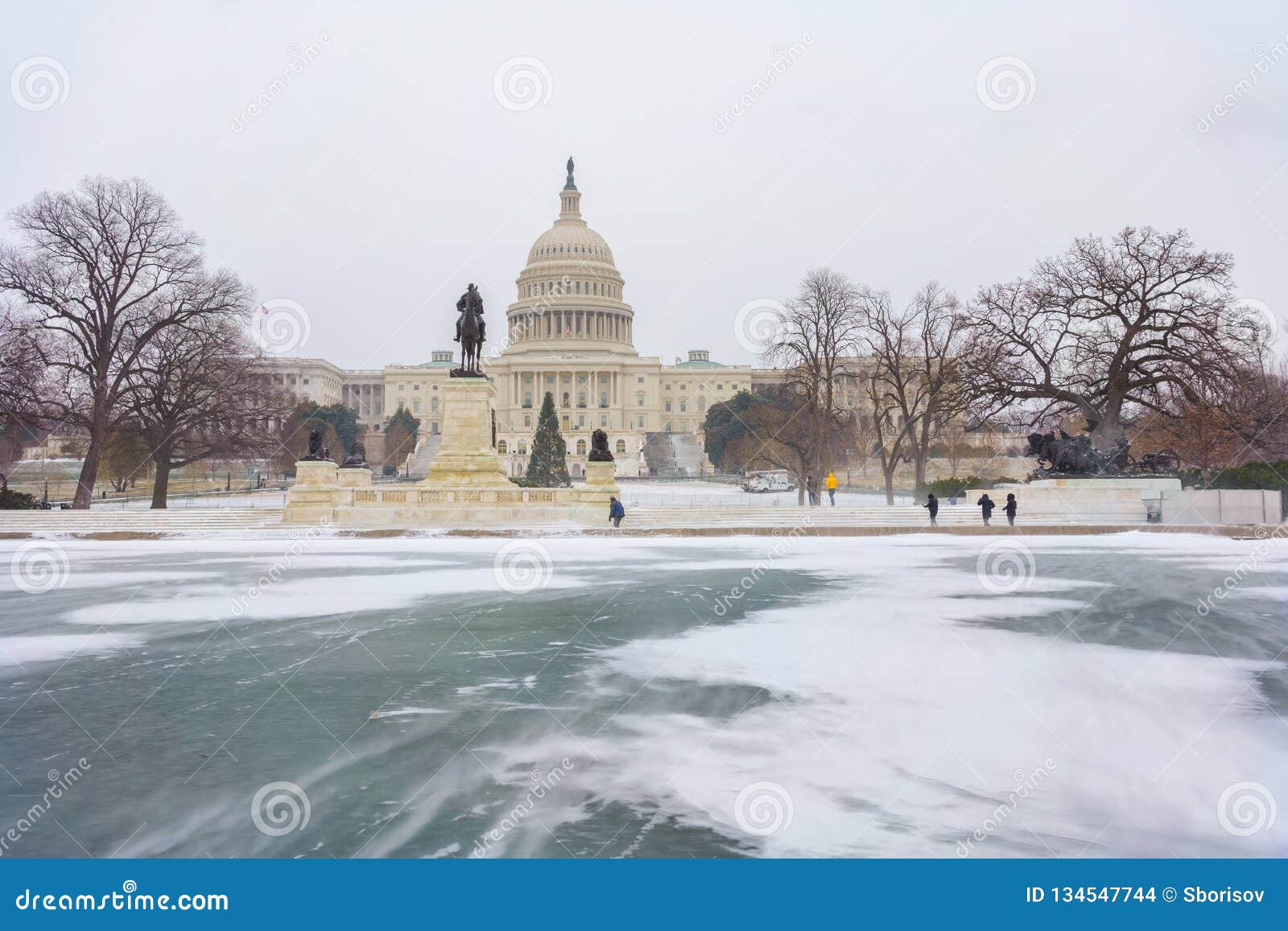 US Capitol in Washington DC at Winter Stock Photo - Image of meadow ...
