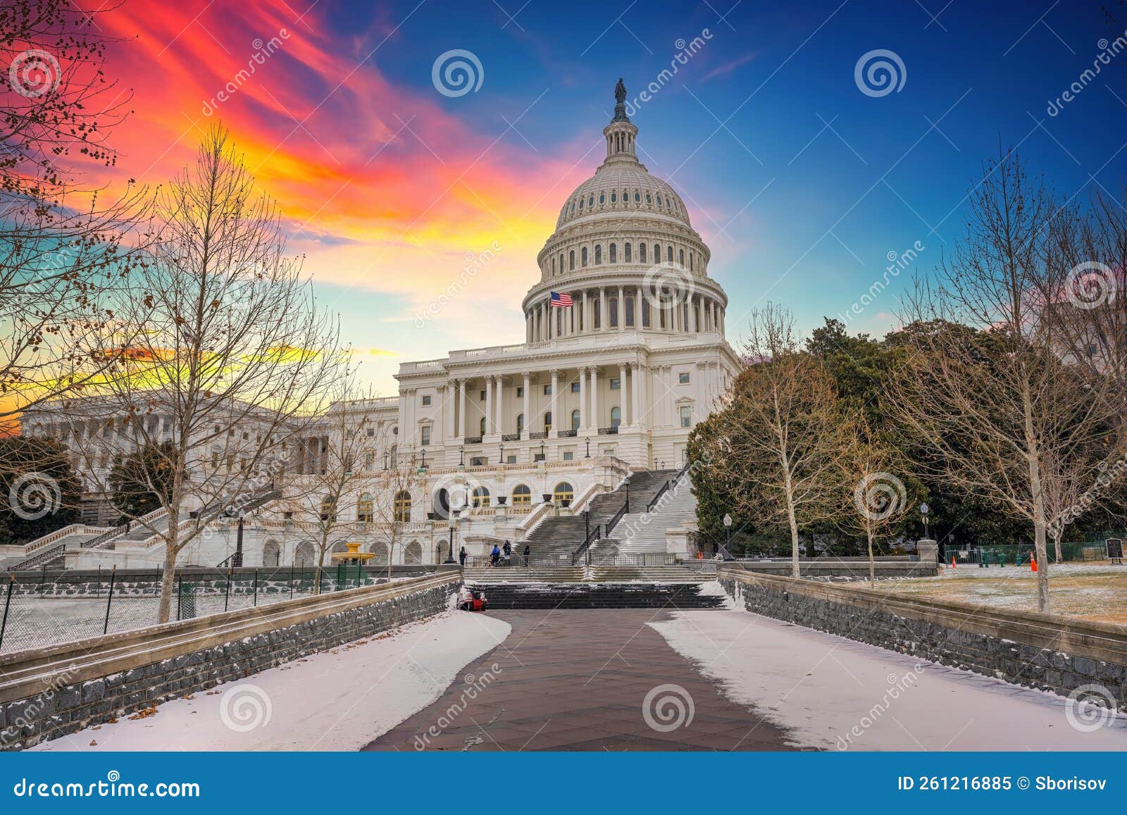 US Capitol in Washington DC at Winter Stock Image - Image of city ...