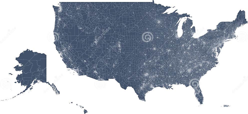 Blank USA Map with Census Tracts 2020 Stock Vector - Illustration of ...