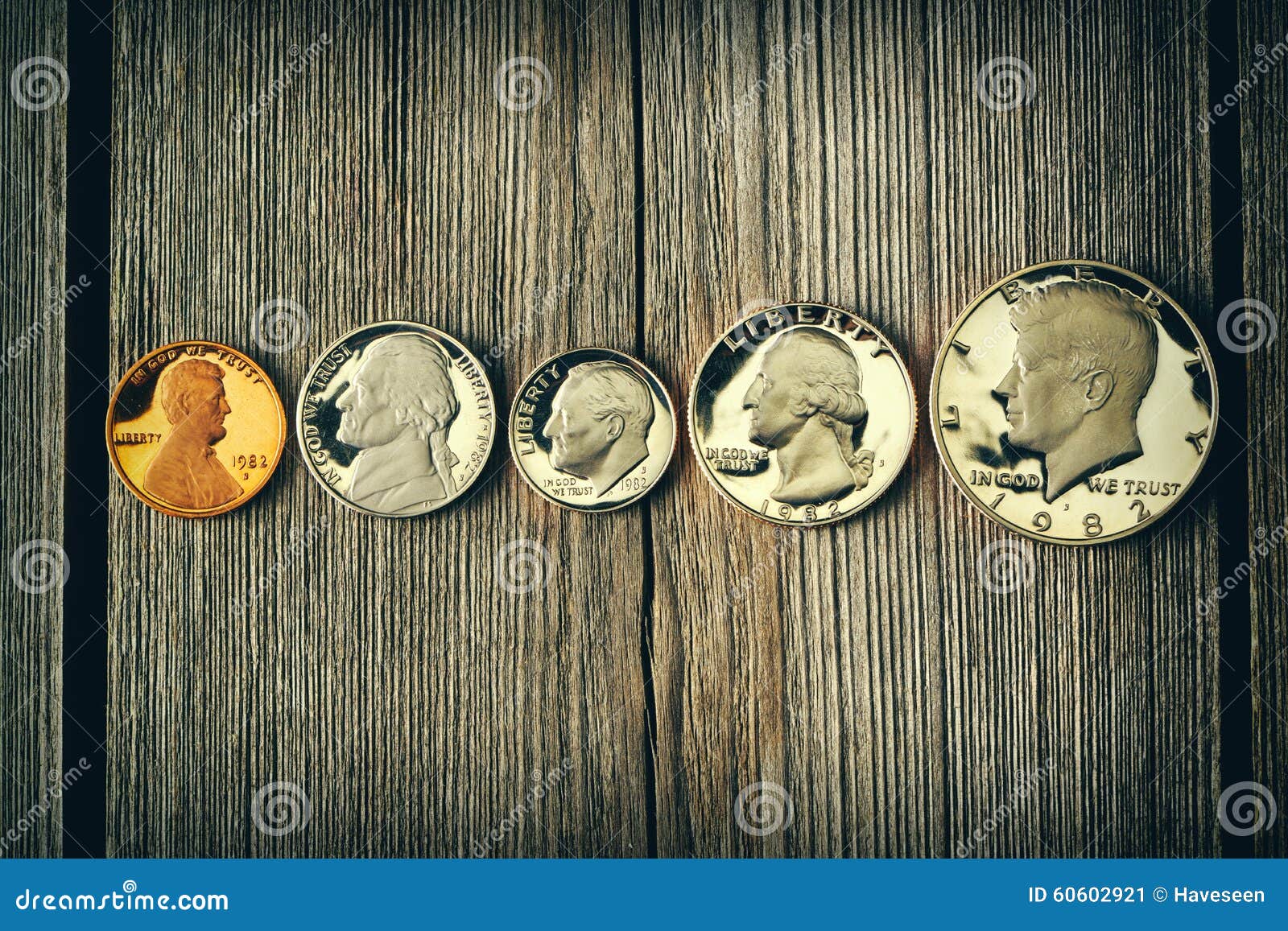 US Cent Coins Over Wooden Background Stock Image - Image of savings ...