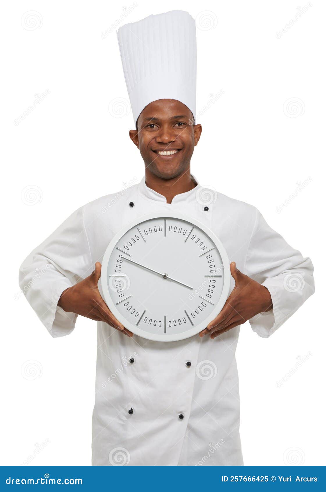 Us Chefs are always on the Clock. Portrait of an African Chef Holding a ...