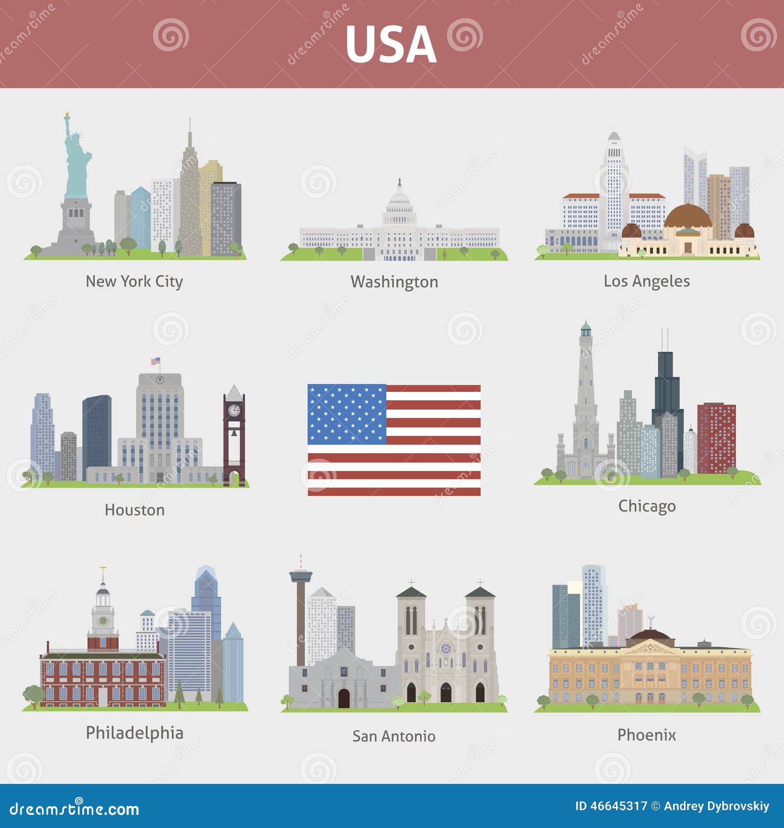 US Cities stock vector. Illustration of area, life, houston - 46645317