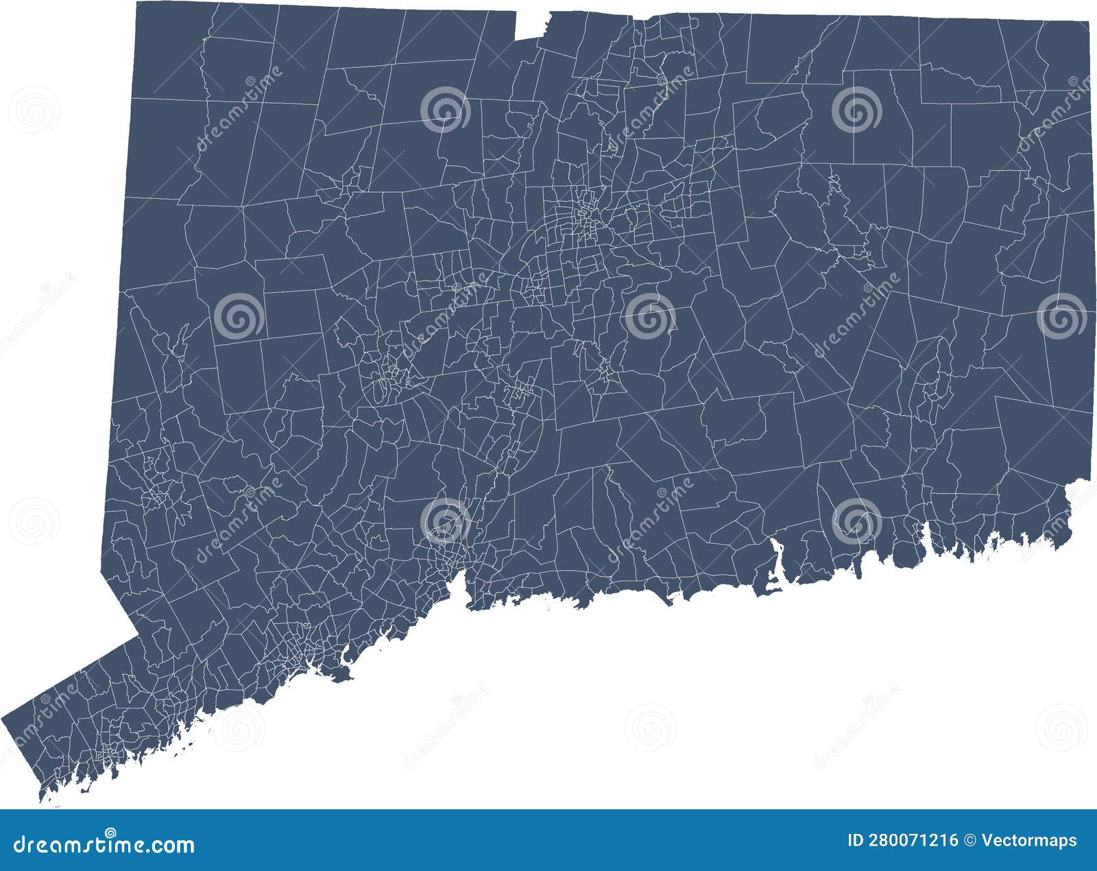 US Connecticut State Map with Census Tracts Boundaries Stock Vector ...