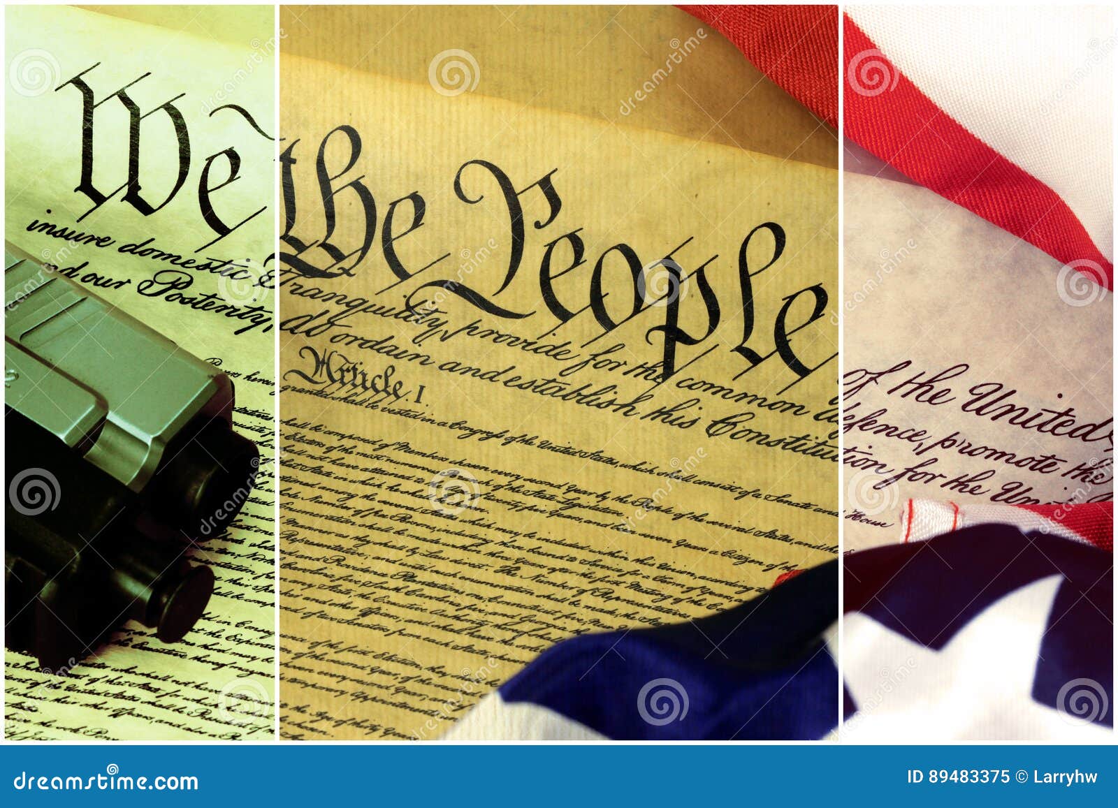 US Constitution with Hand Gun - Right To Keep and Bear Arms Stock Image ...