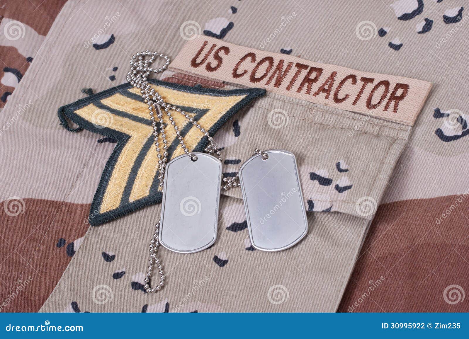 Us Contractor Uniform with Dog Tag Stock Photo - Image of sergeant ...