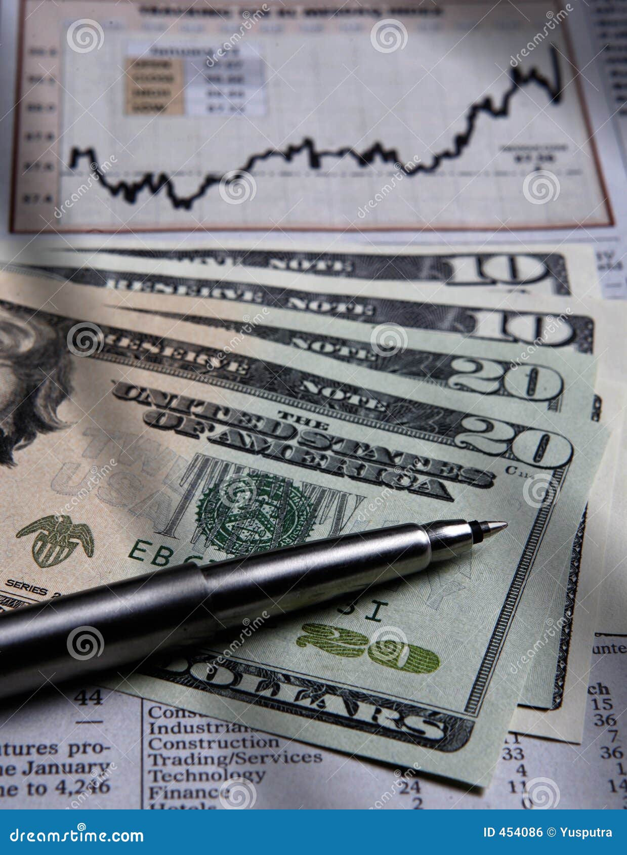 US Currency - Financial Chart Stock Photo - Image of bonds, note: 454086
