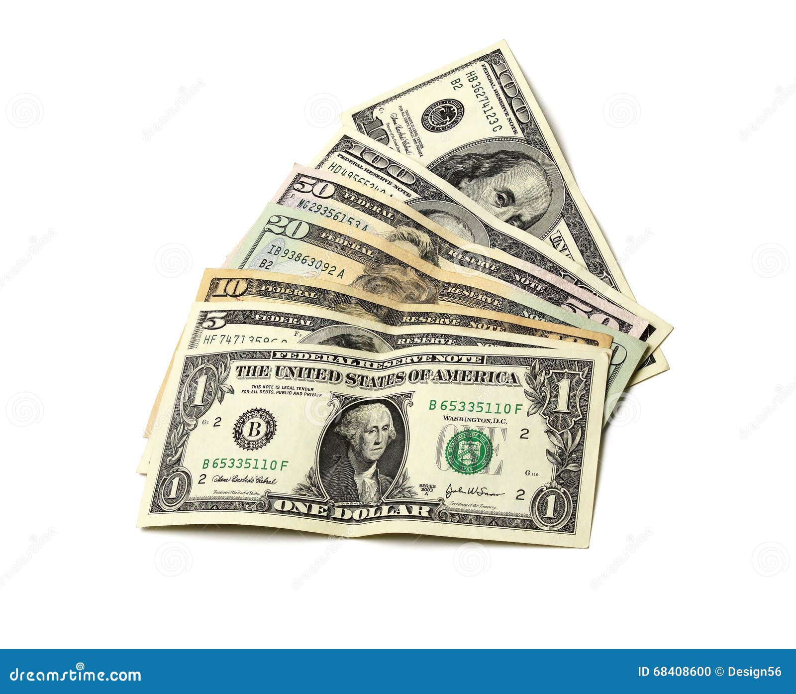 US Currency Notes stock photo. Image of group, studio - 68408600