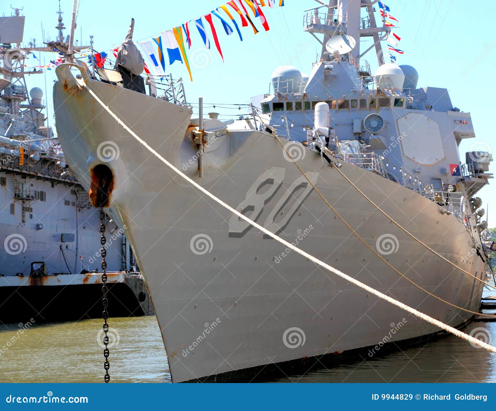 US Destroyer stock image. Image of naval, radar, flags - 9944829