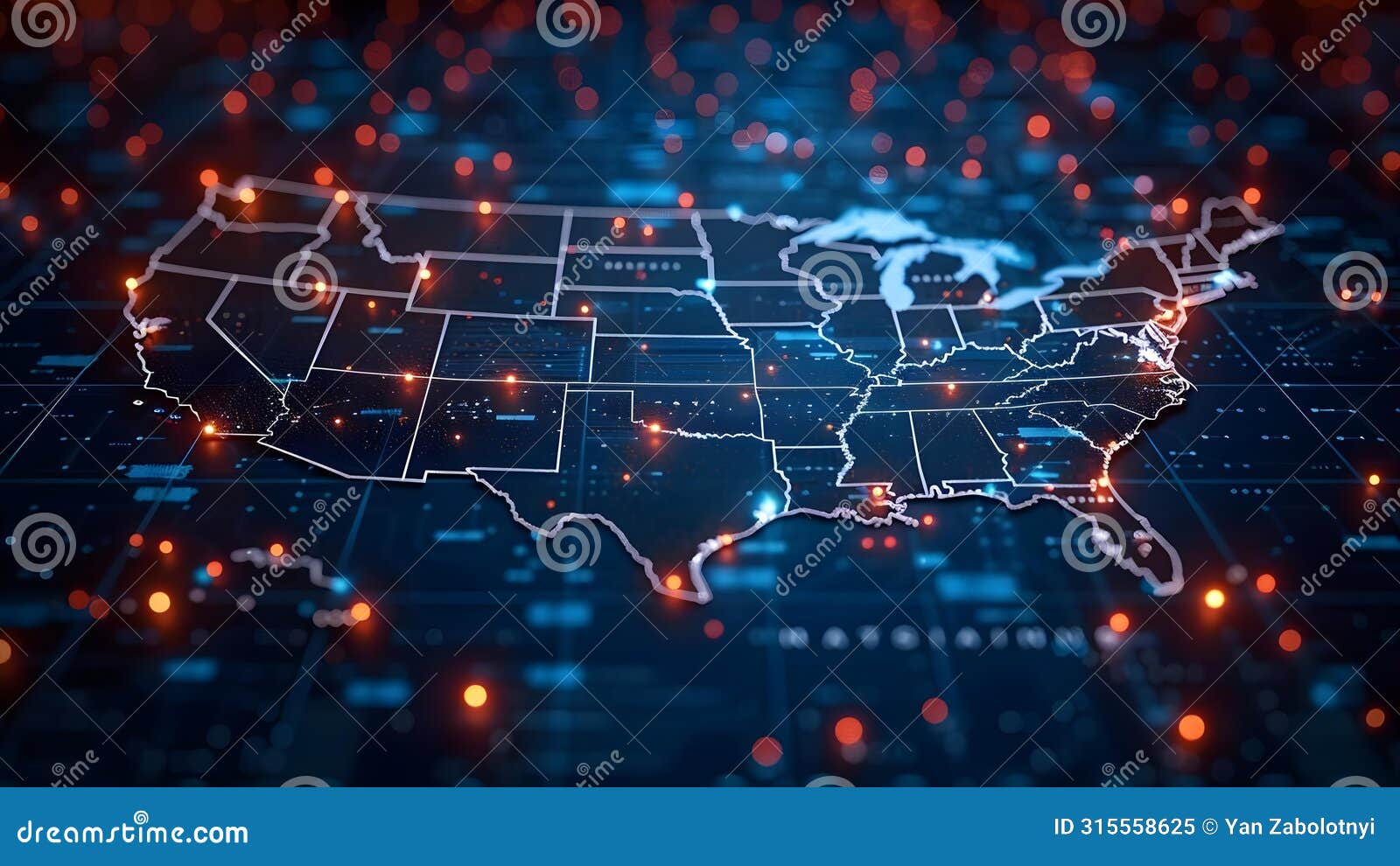 US Digital Connectivity Map - Pulsing Data Across the Nation. Concept ...