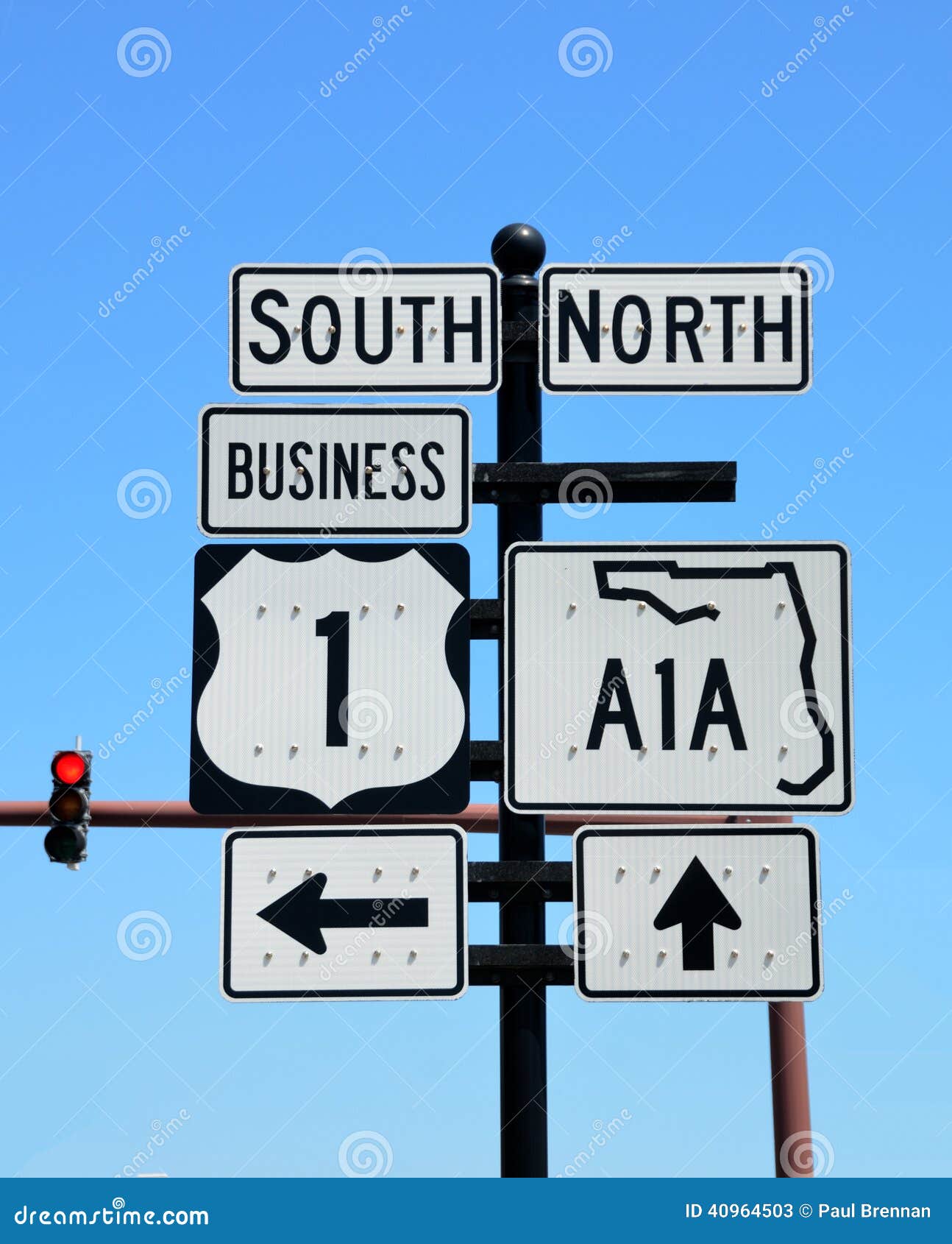 US 1 and A1A Direction Sign Stock Image - Image of direction, highway ...