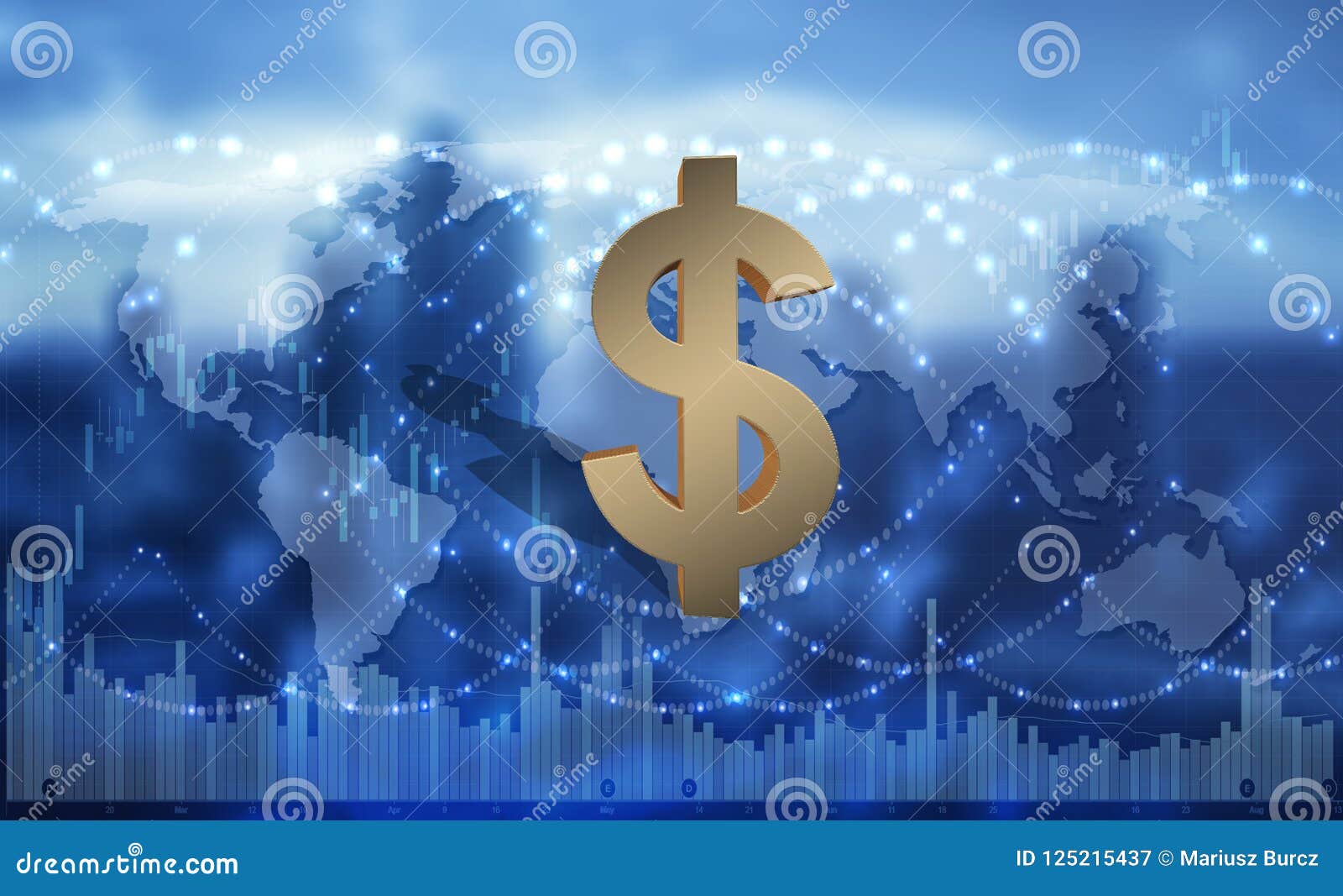 US Dollar As a Global Means of Payment, 3d Illustration Stock ...