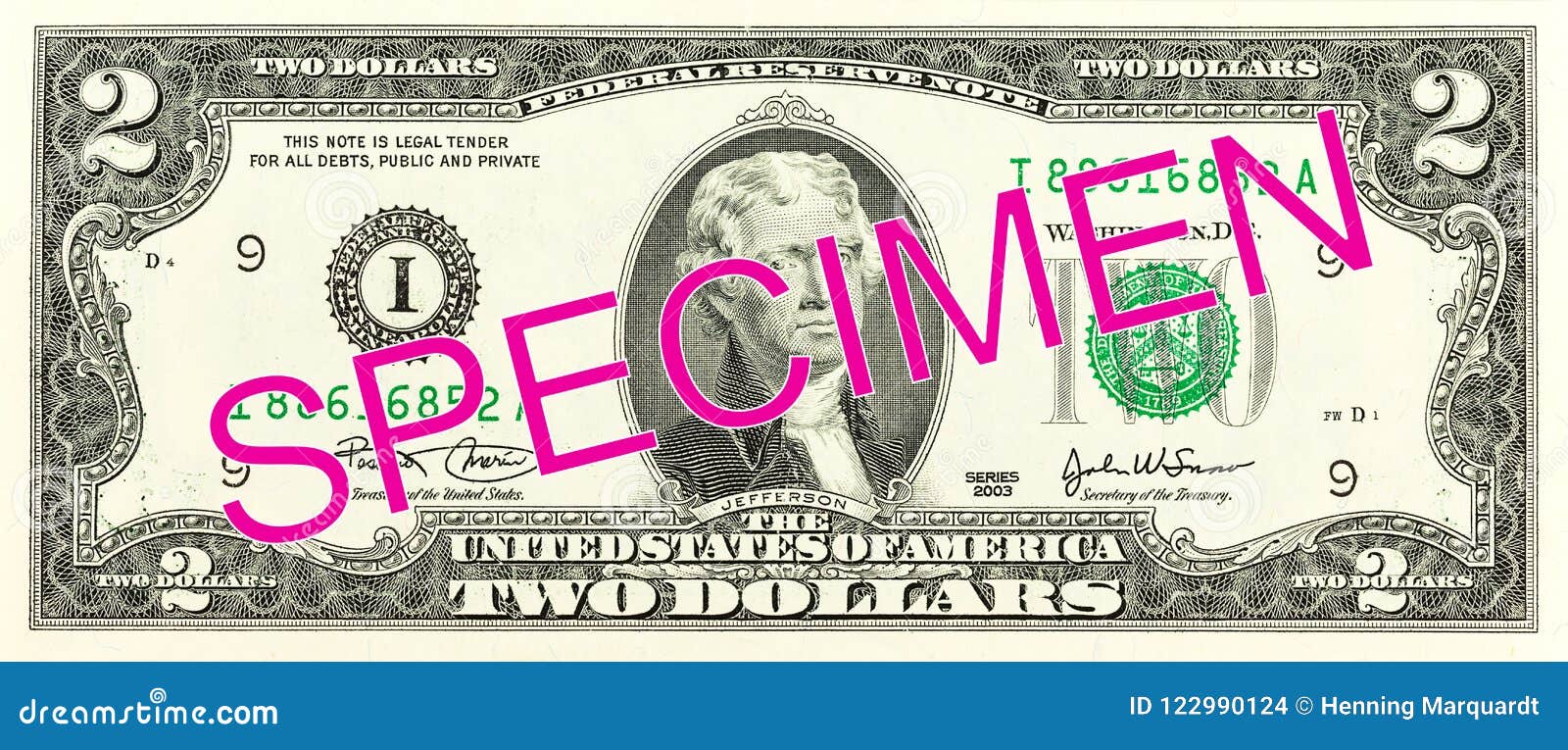 2 Us-dollar Bank Note Obverse Stock Photo - Image of obverse, cash ...