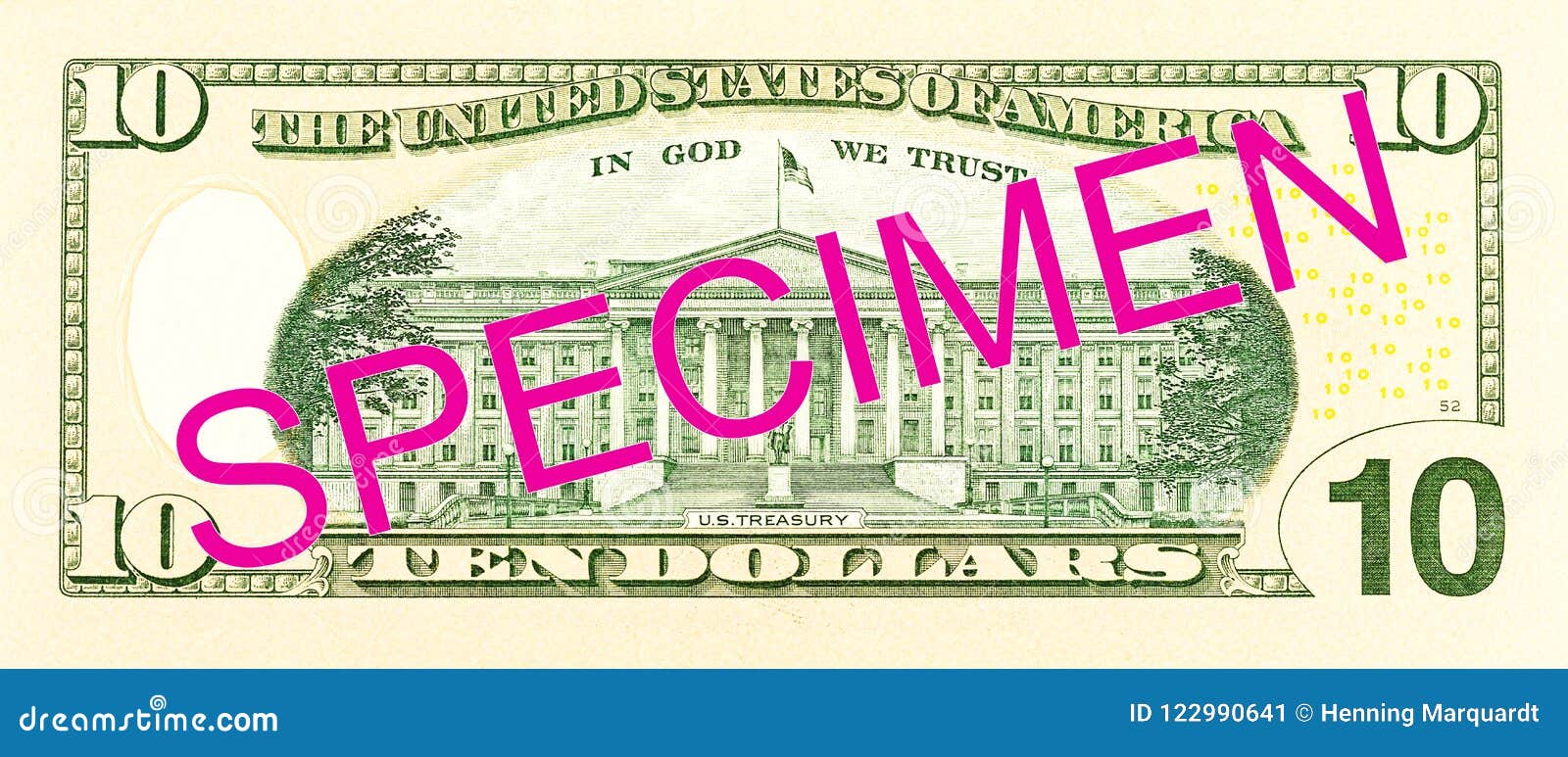 10 Us-dollar Bank Note Reverse Stock Image - Image of exchange, bank ...