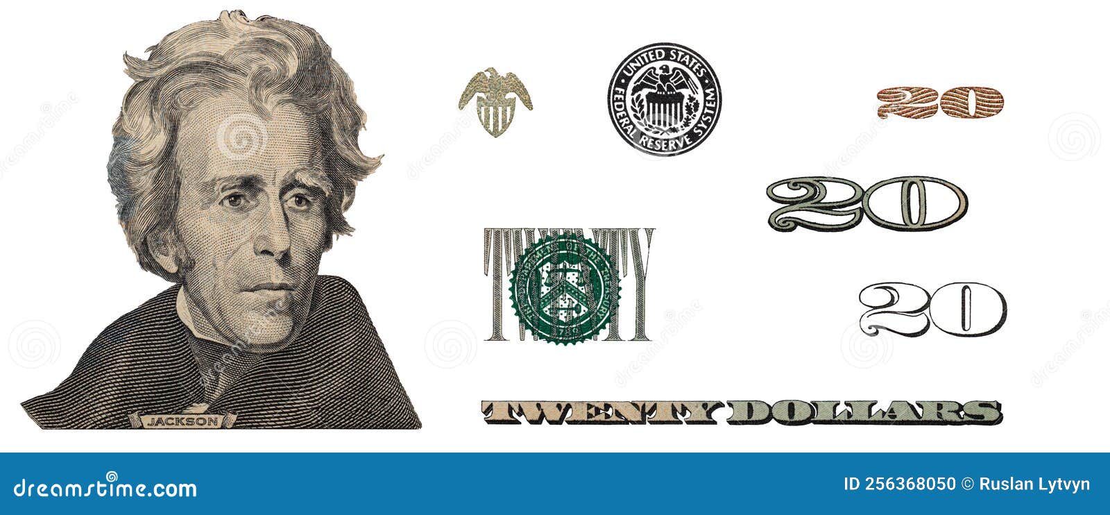 20 US Dollar Banknote. Elements for Design Purpose Stock Photo - Image ...