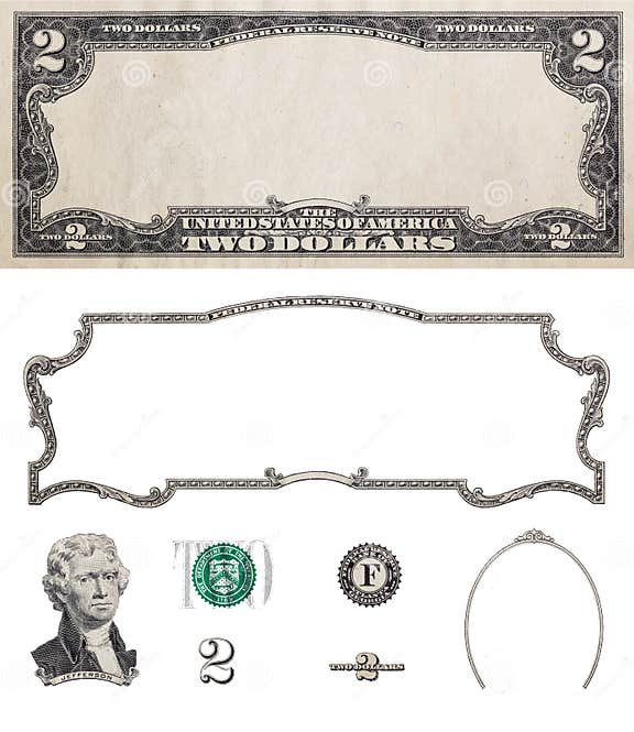 2 US Dollar Banknote. Elements Stock Photo - Image of currency, frame ...