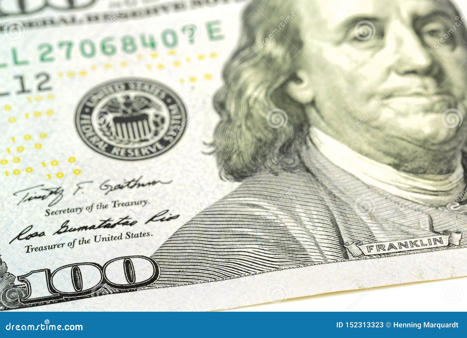 100 Us-dollar Banknote Obverse Detail Editorial Stock Photo - Image of ...