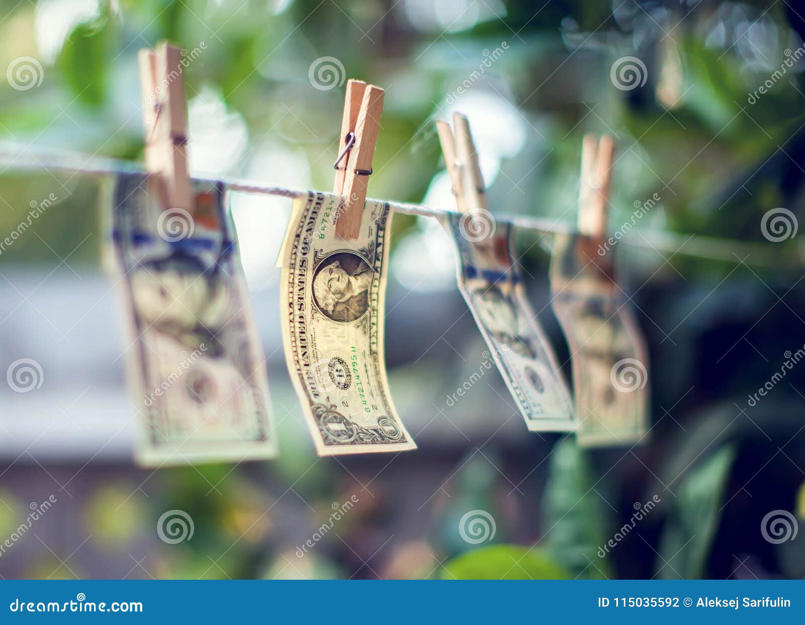 US Dollar Banknotes Hanging on Rope Money Laundering Conept Stock Photo ...