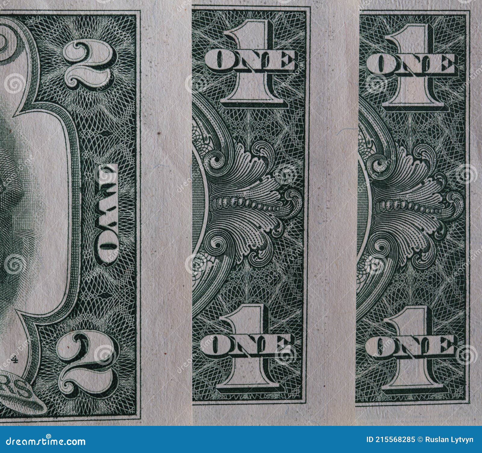 1 and 2 US Dollar Banknotes Stock Image - Image of design, pattern ...