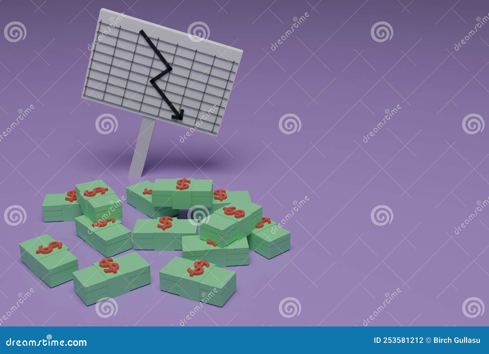 US Dollar Banknotes Stack on the Floor and Chart Chart, Dollar Value ...