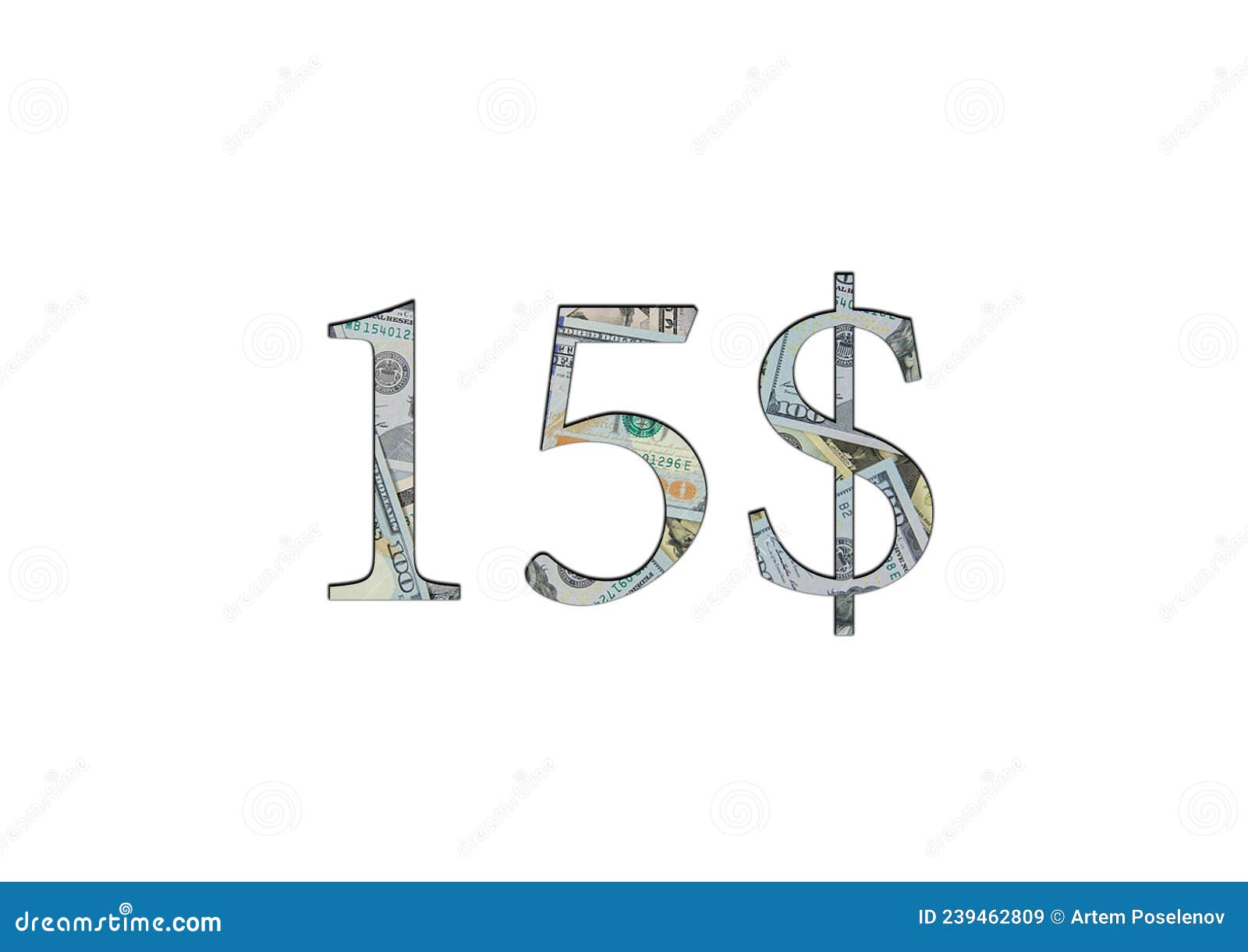 $ 15. Us dollar banknotes stock illustration. Illustration of isolated ...