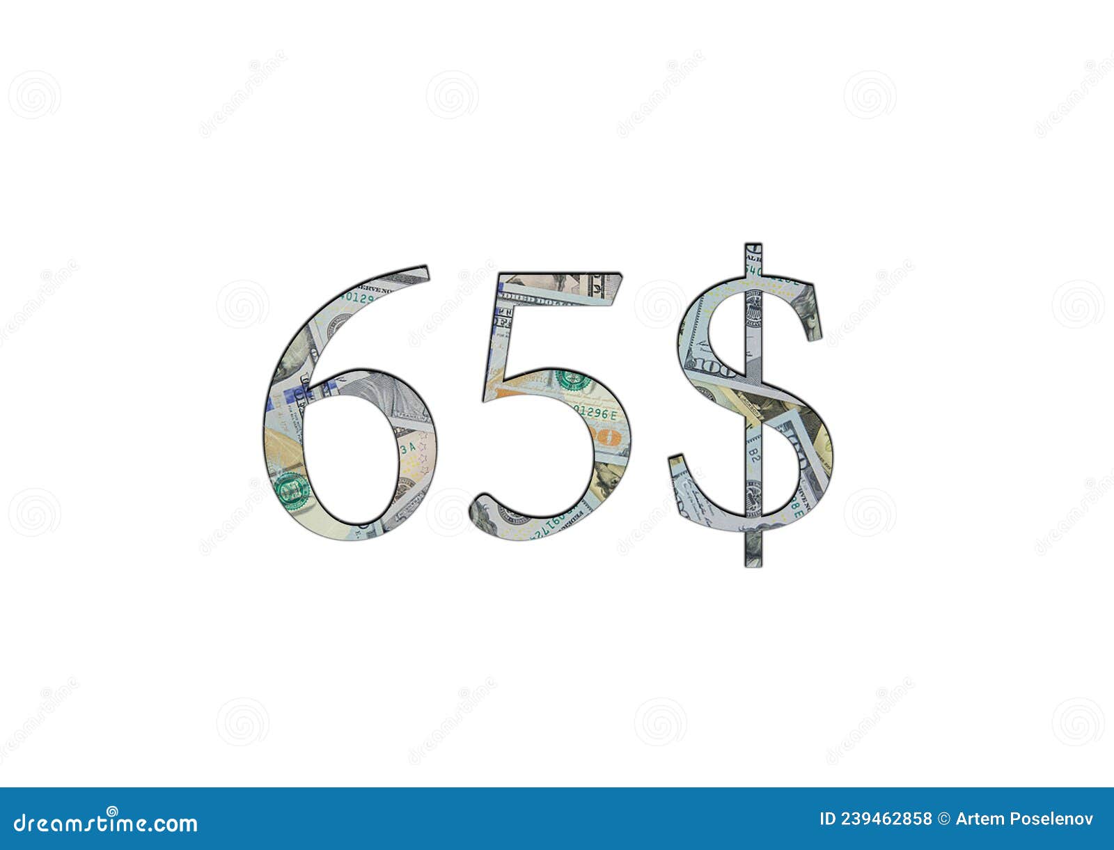 $ 65. Us dollar banknotes stock illustration. Illustration of banking ...